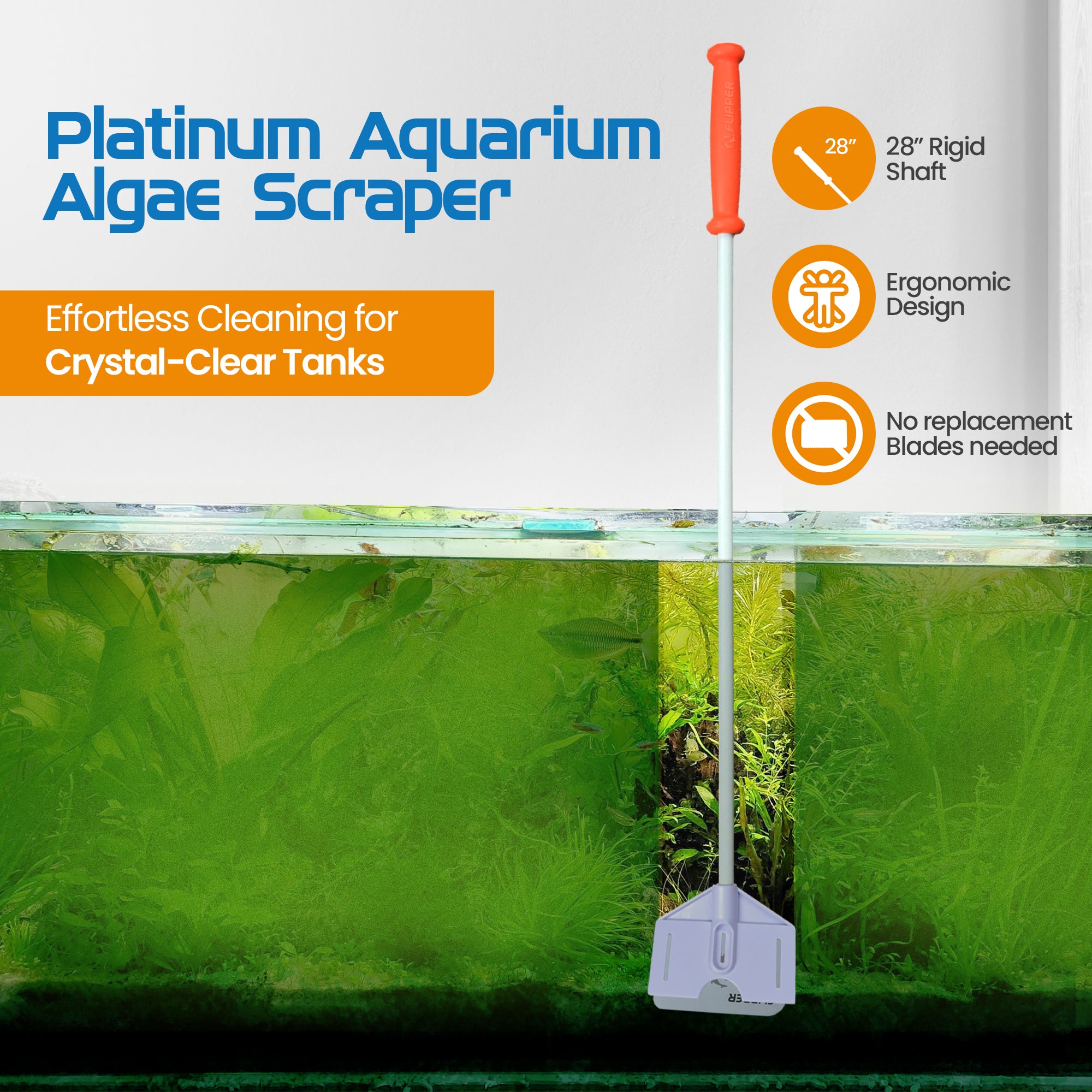 Flipper Platinum Aquarium Algae Scraper - 28" – Flipper Aquarium Products