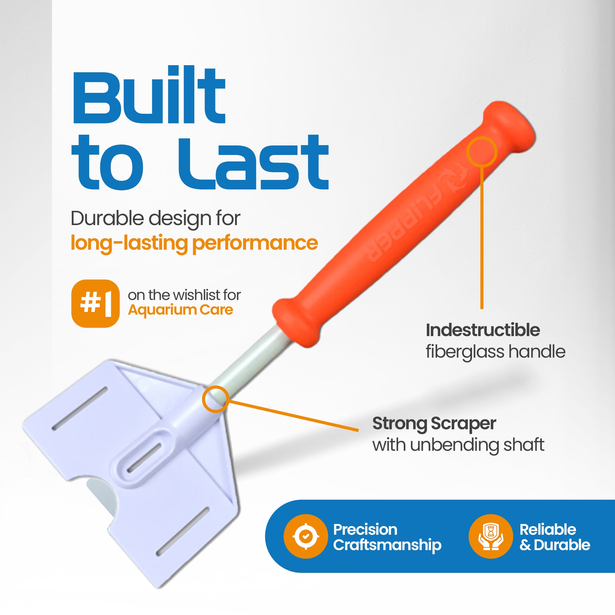 Flipper Platinum Aquarium Hand Scraper for Glass and Acrylic Tanks - 10 ...